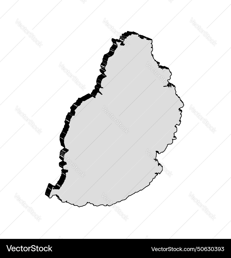 Mauritius 3d silhouette map Royalty Free Vector Image