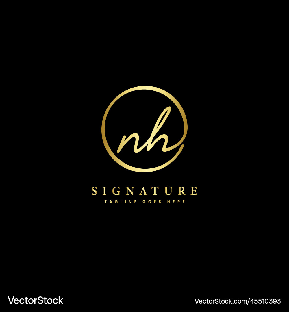 N h nh initial letter handwritten signature logo Vector Image