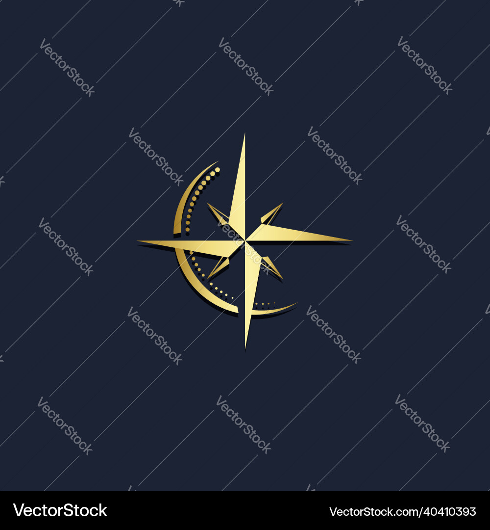 North star sign gold logo Royalty Free Vector Image