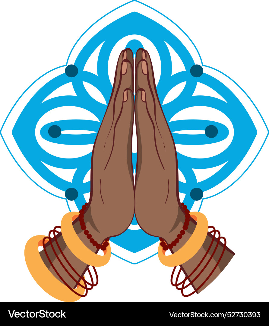 Palms folded gesture namaste Royalty Free Vector Image