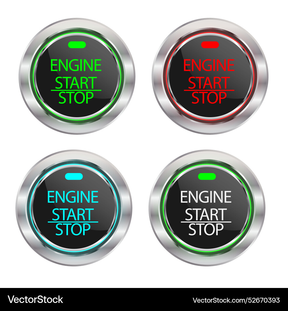 Set off the engine start-stop button for vehicle Vector Image