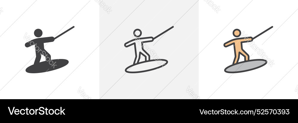 Wakeboarding icon set on white background Vector Image