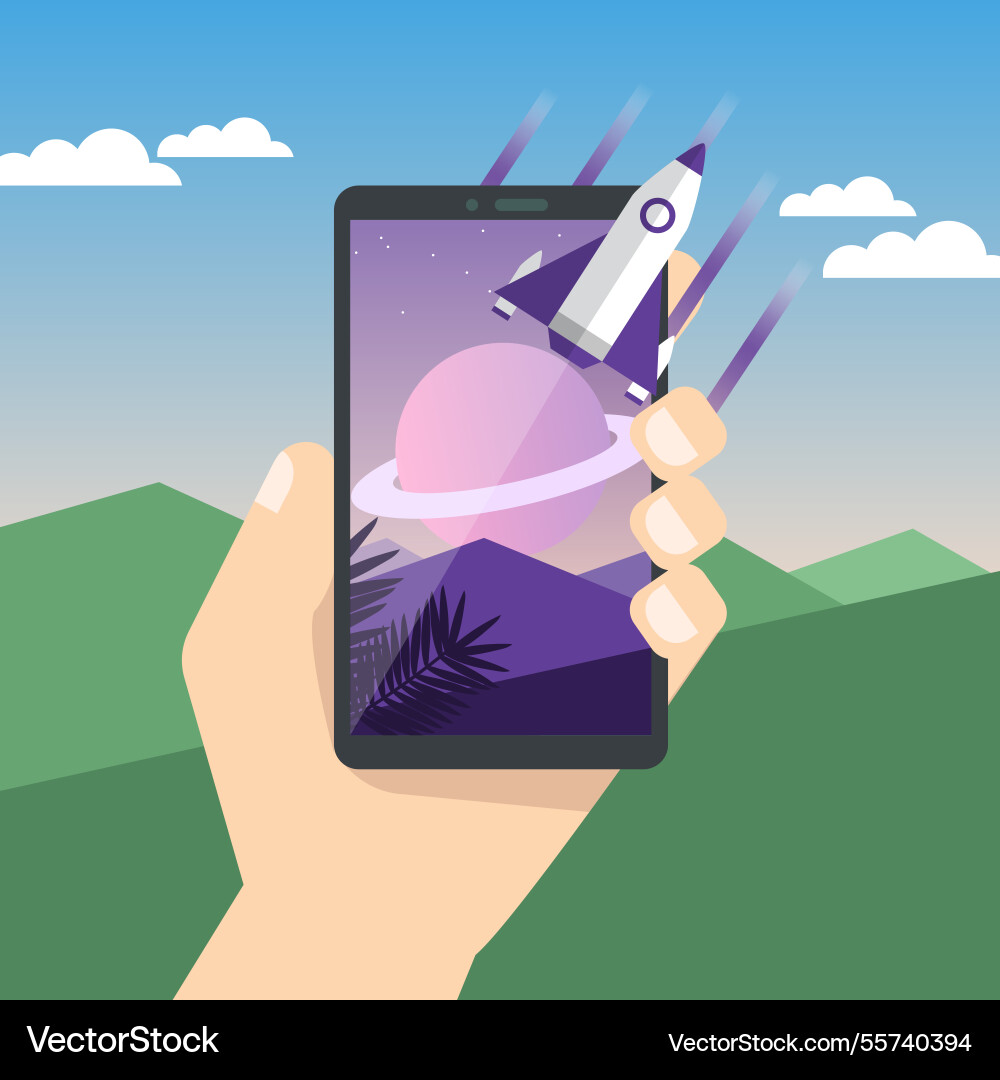 Augmented reality background in flat style Vector Image