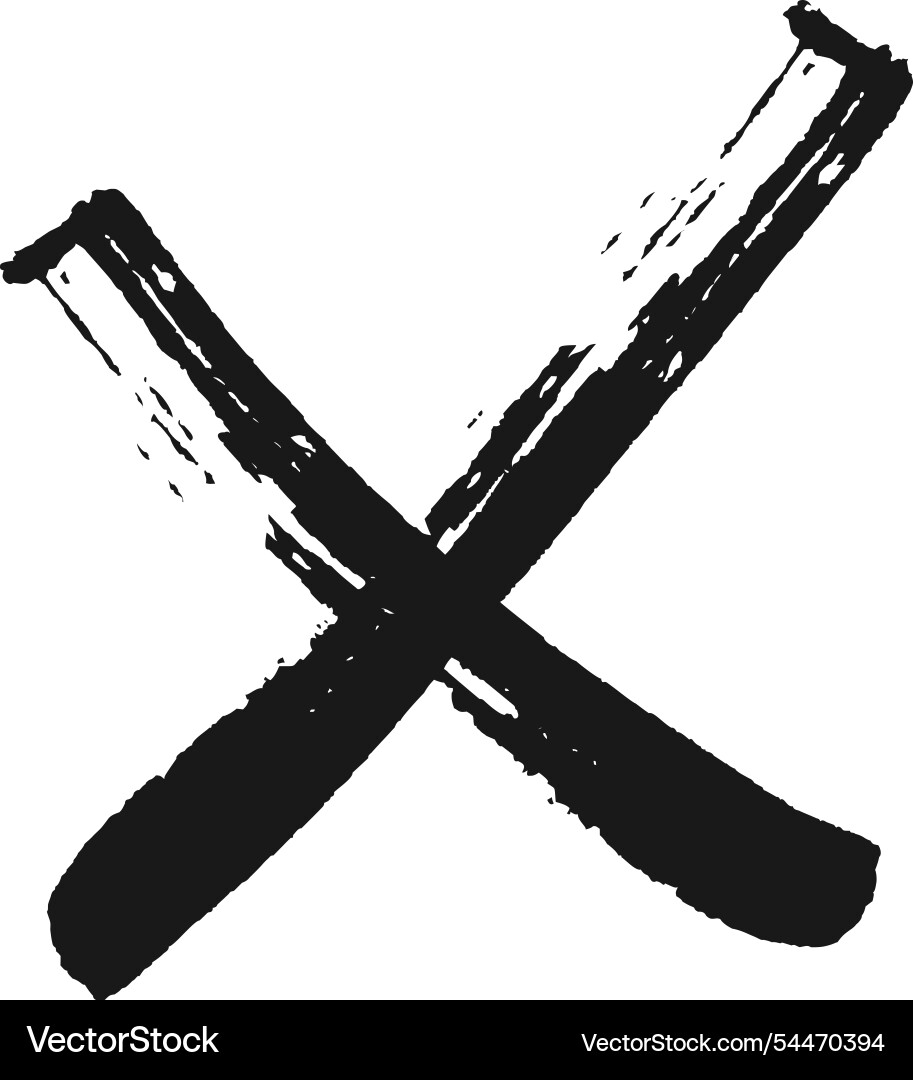 Bold black cross symbolizing rejection Royalty Free Vector