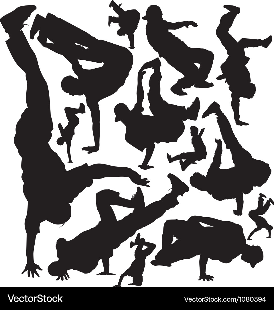 Breakdance Silhouettes Royalty Free Vector Image