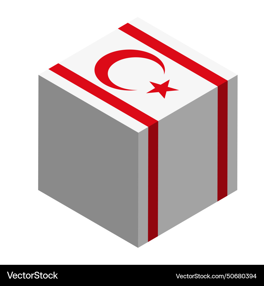 Cube flag of northern cyprus Royalty Free Vector Image