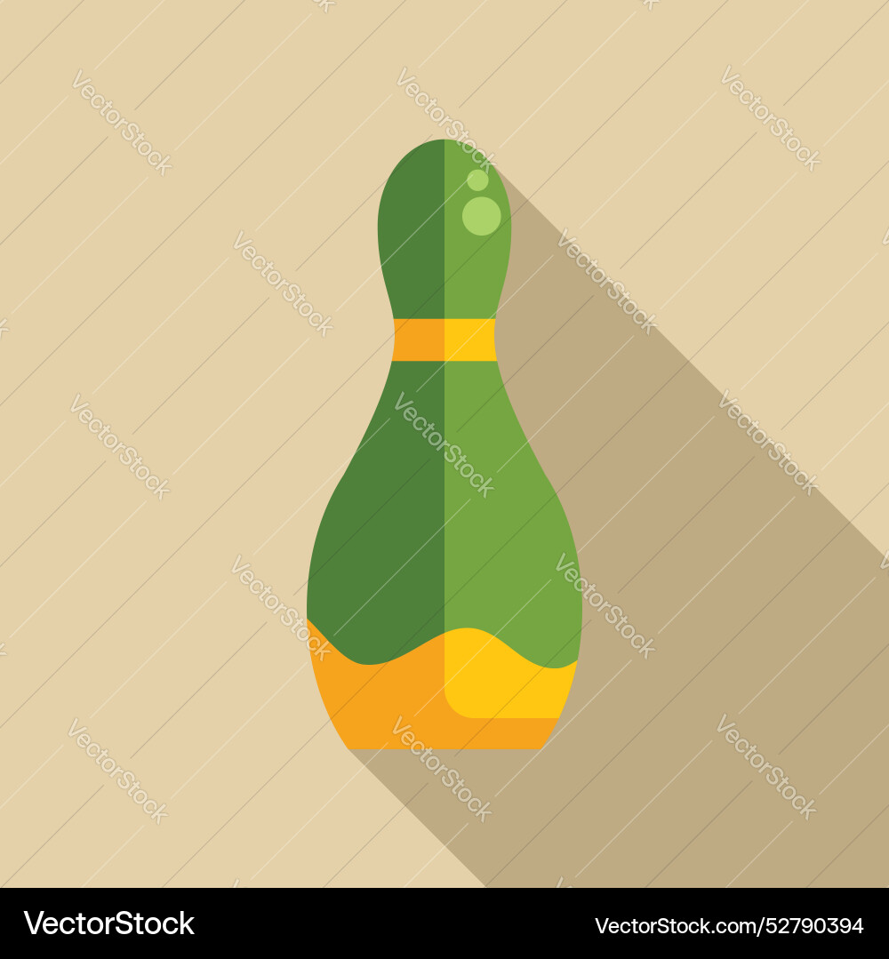 Green bowling pin standing tall casting long Vector Image