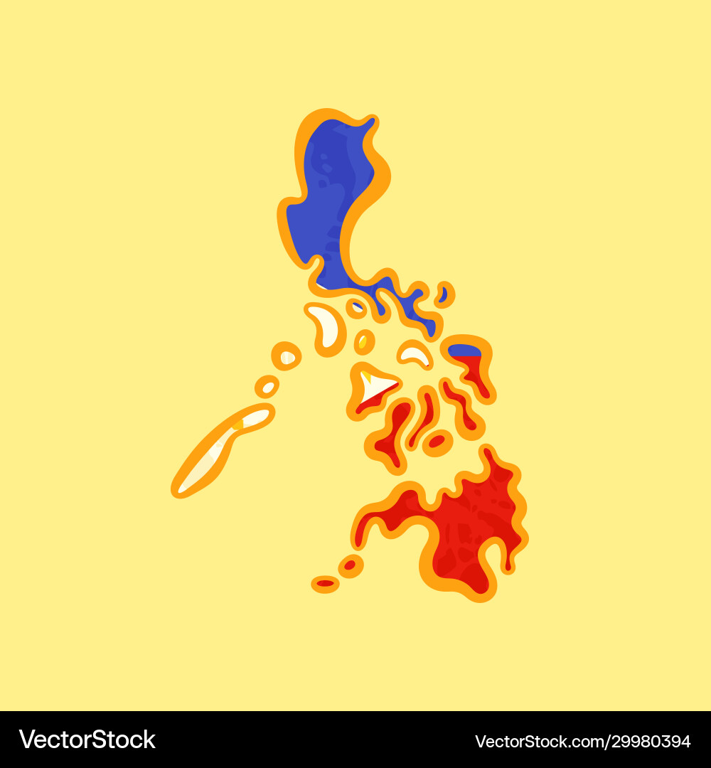 Philippines - map colored with philippine flag Vector Image