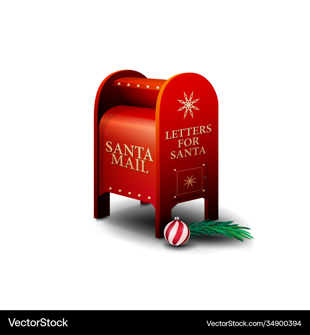 Red santa letterbox with christmas tree btanch Vector Image