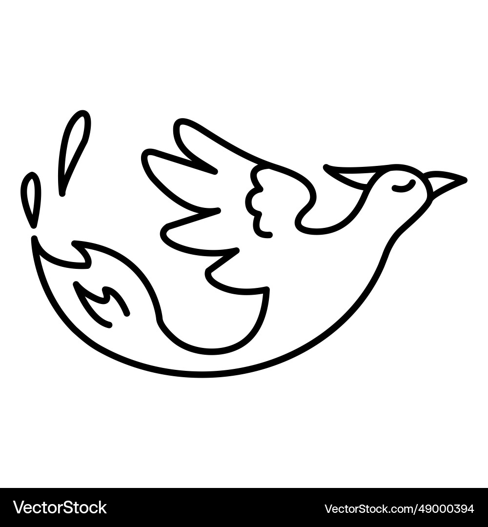 Simple stroke profile phoenix bird Royalty Free Vector Image
