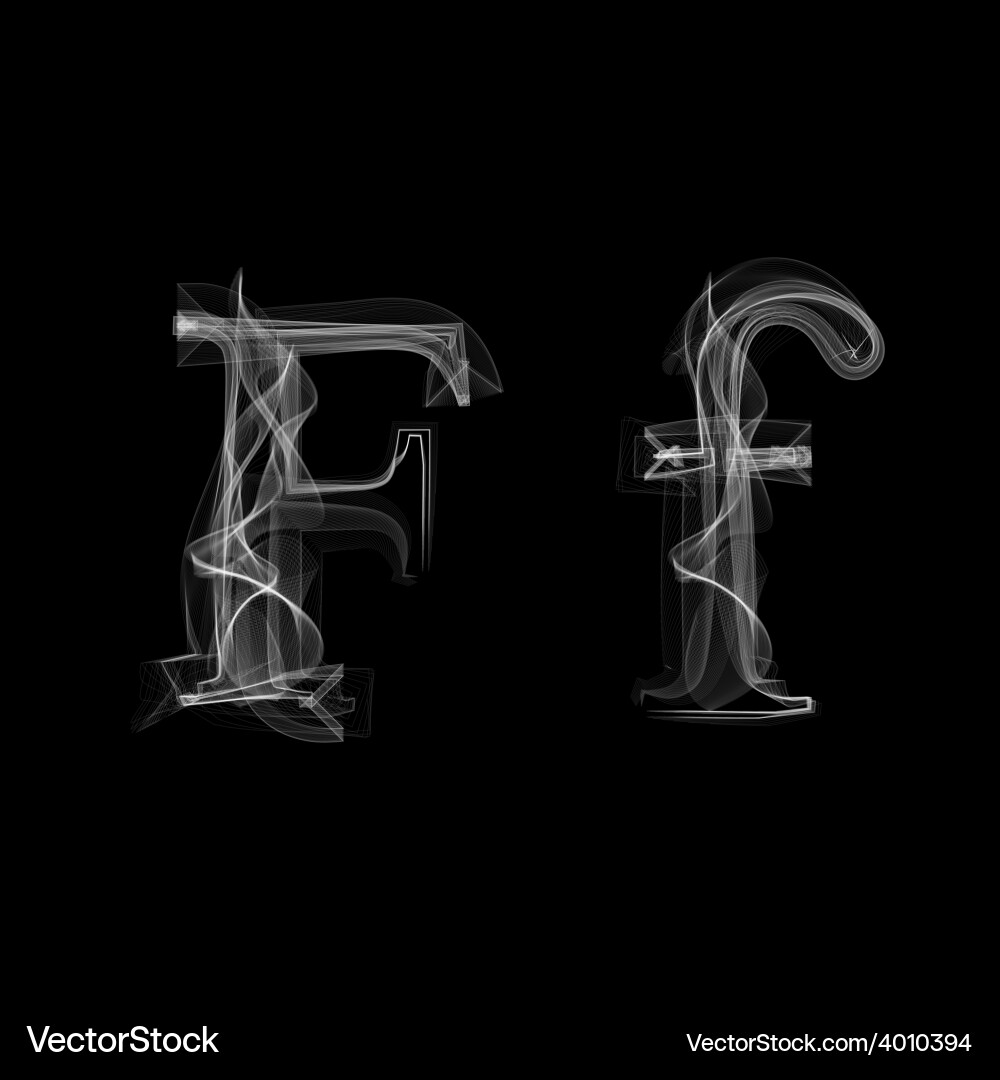 Smoke font letter f Royalty Free Vector Image - VectorStock