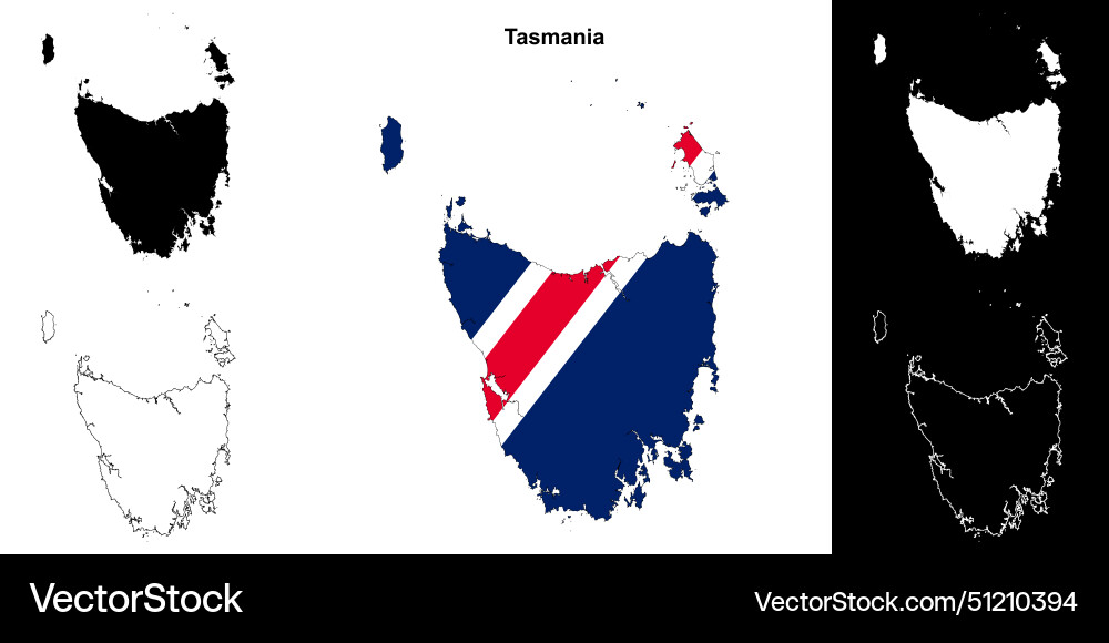Tasmania outline map Royalty Free Vector Image