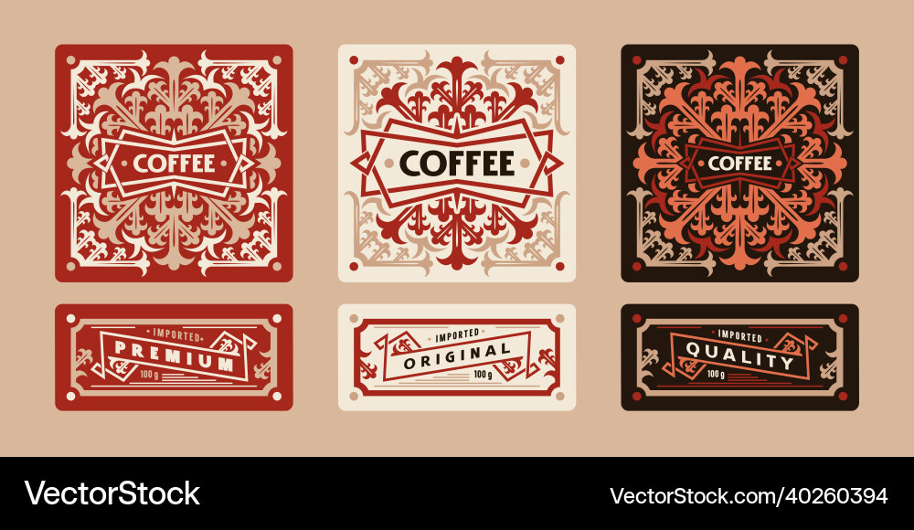 Template decorative label for coffee drink Vector Image