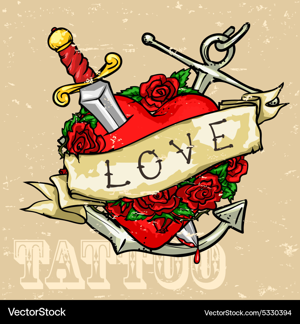 Vintage Heart Tattoo Royalty Free Vector Image
