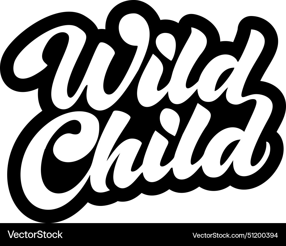 Wild child text in calligraphic fonts black Vector Image