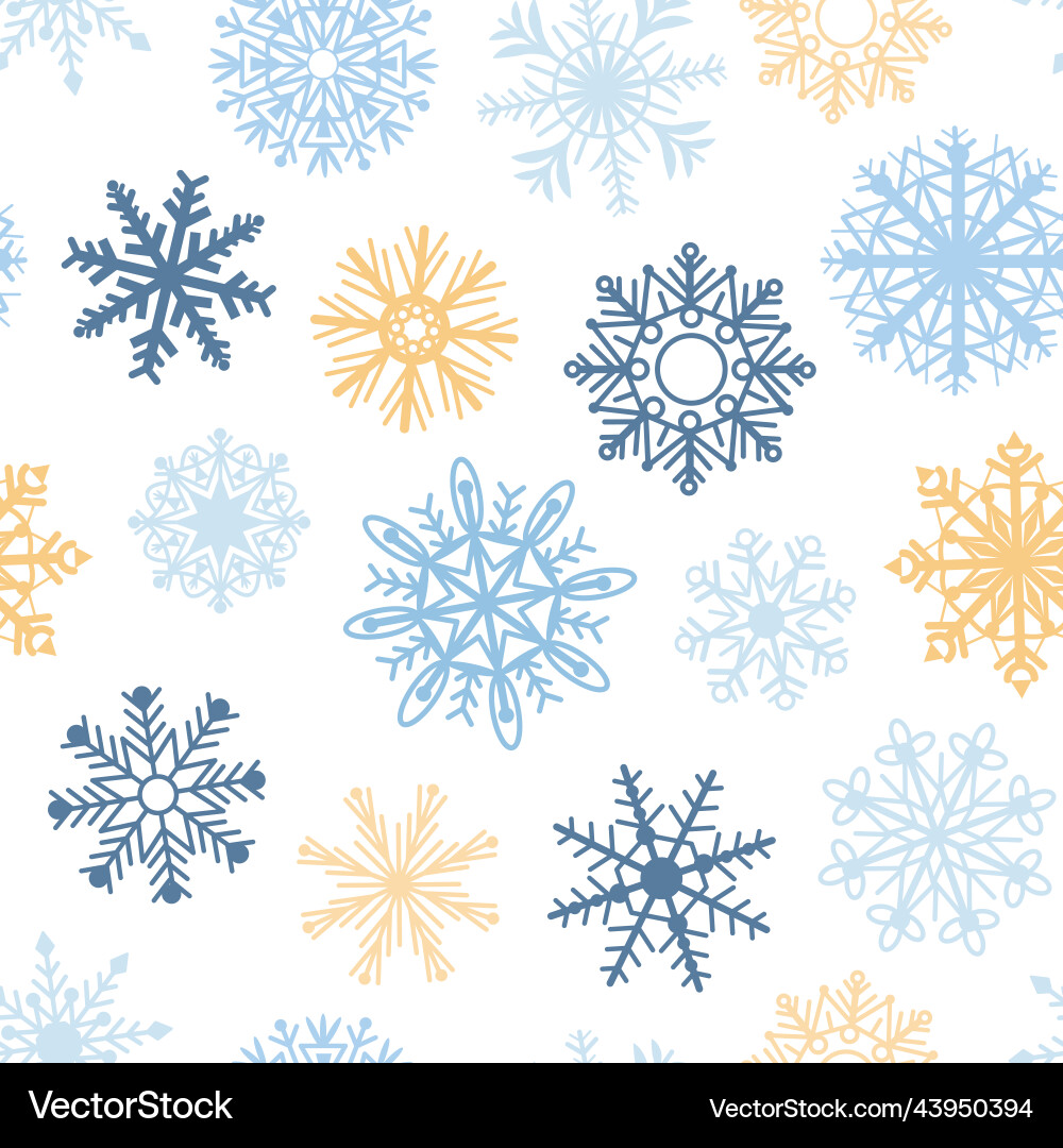 Winter flat snowflakes seamless pattern frozen Vector Image