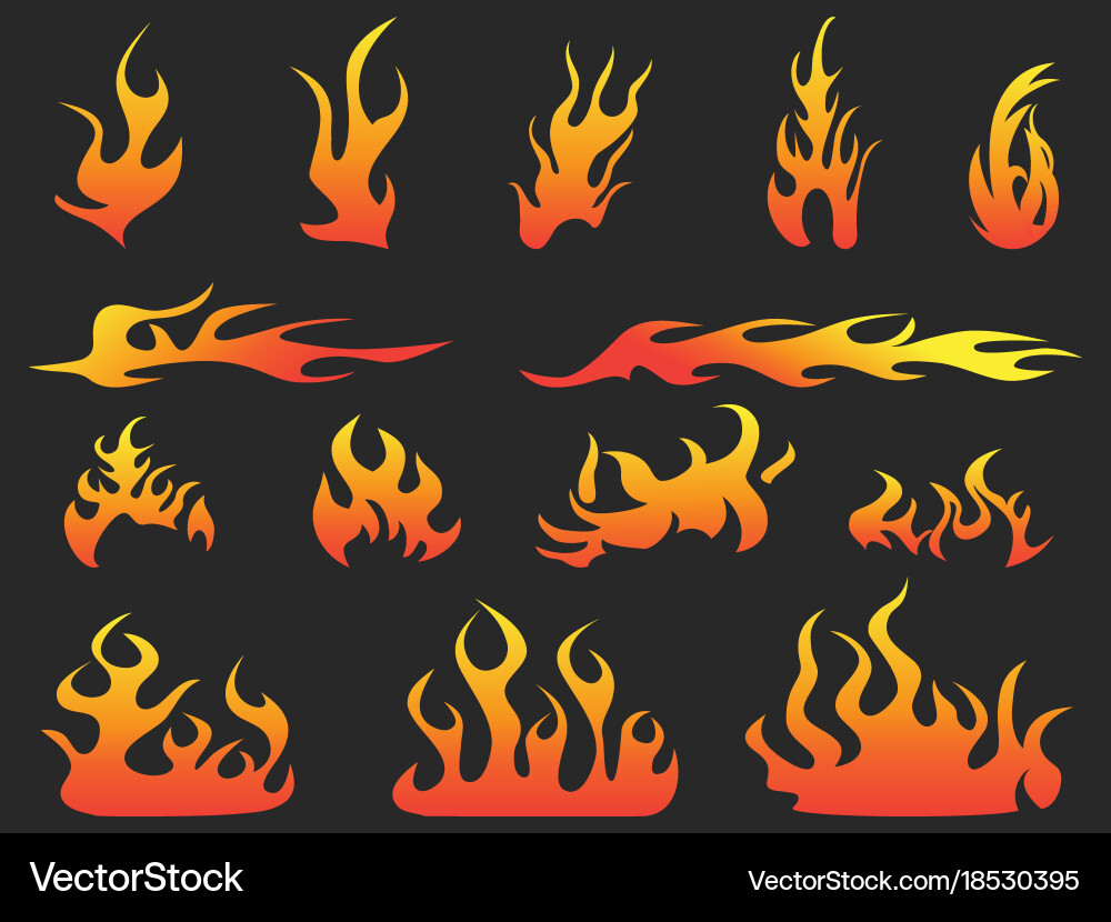 Abstract color fire patterns on black background Vector Image