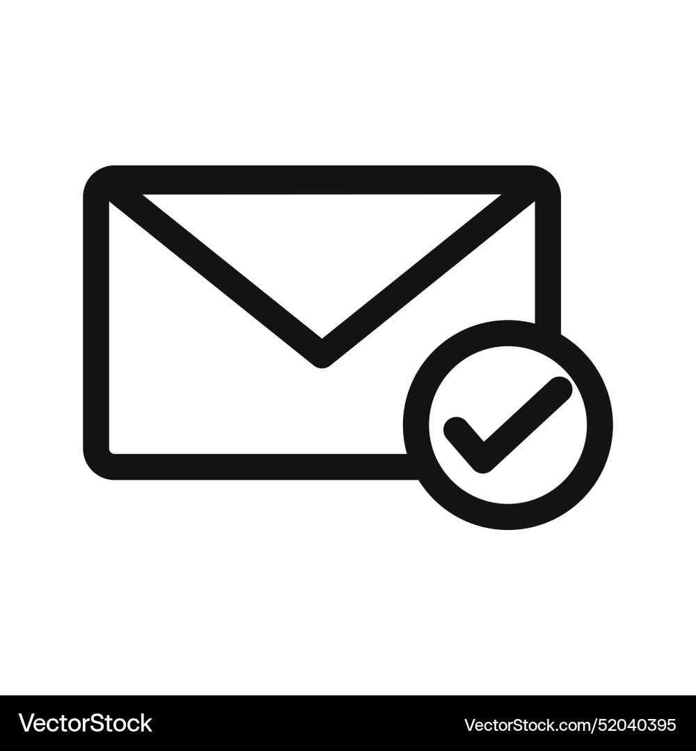 Check message icon black and white sign Royalty Free Vector