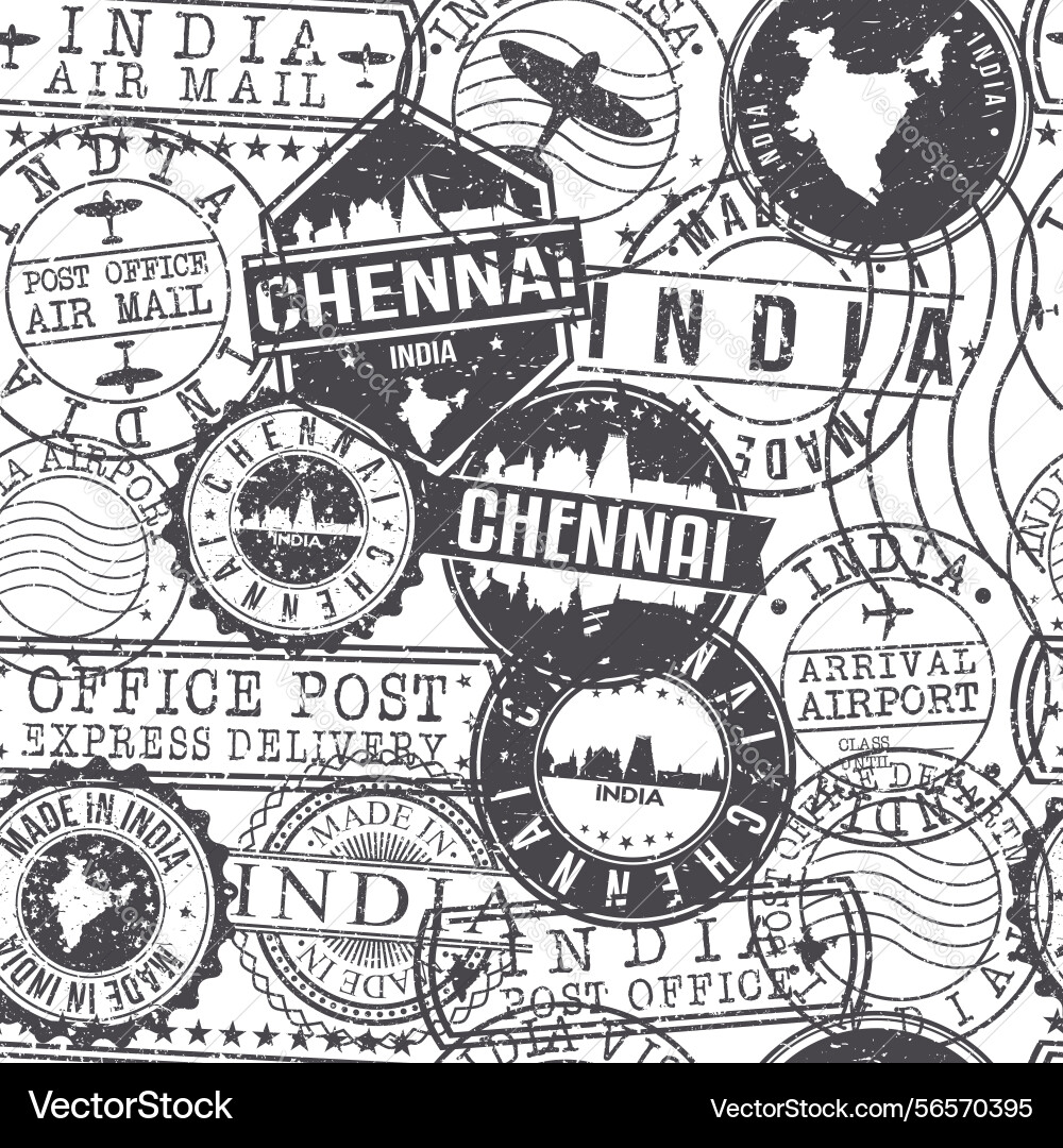Chennai india stamp pattern Royalty Free Vector Image