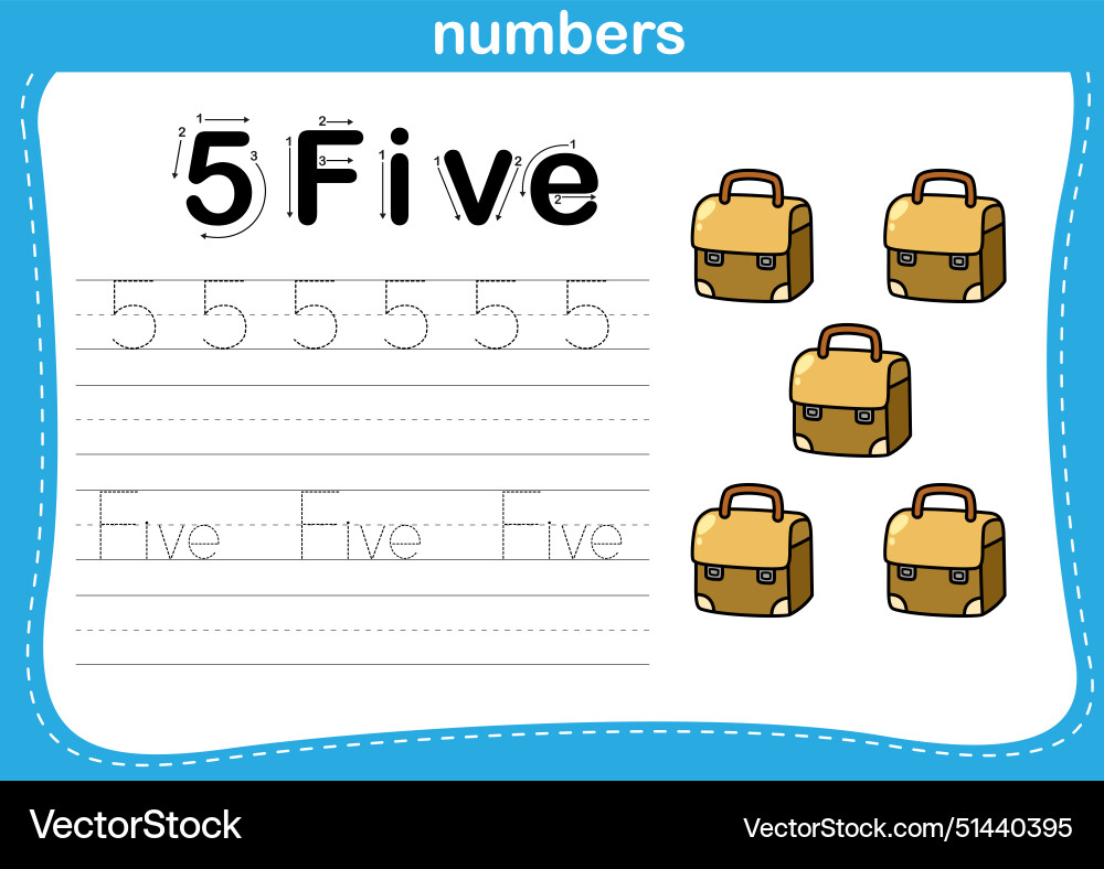 Connecting dot and printable numbers exercise Vector Image