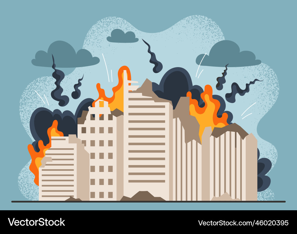 Destroyed city concept Royalty Free Vector Image