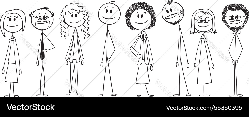 Diverse Team of Stick Figures Royalty Free Vector Image