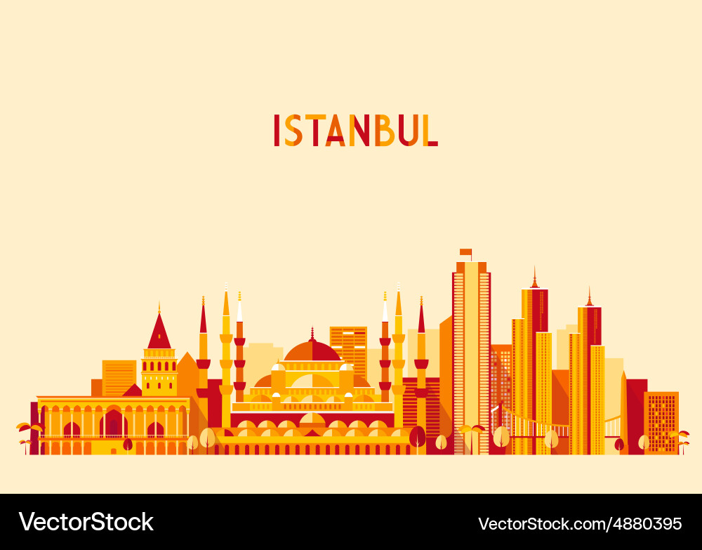 Istanbul turkey skyline flat design trendy Vector Image