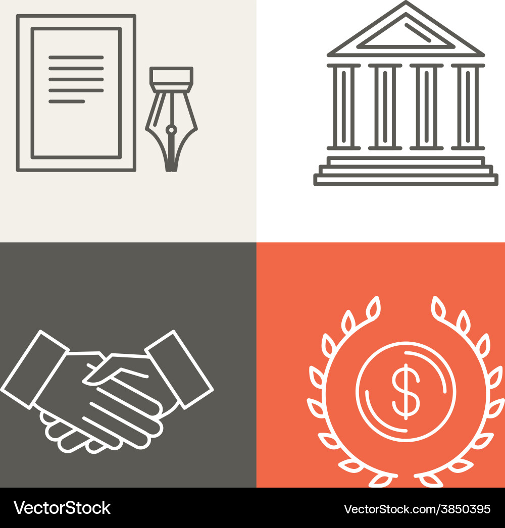 Line bankingg icons and logos Royalty Free Vector Image