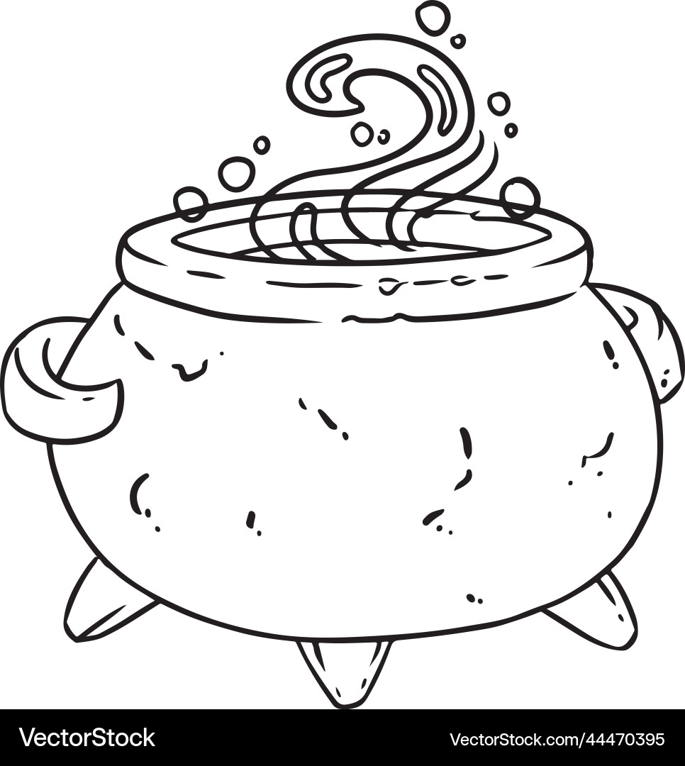 Magic cauldron doodle sketch hand drawn wiccan Vector Image