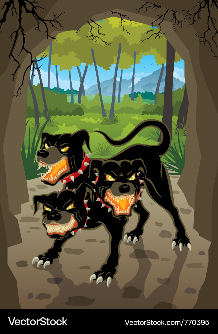Mythological Cerberus Guard Dog Royalty Free Vector Image