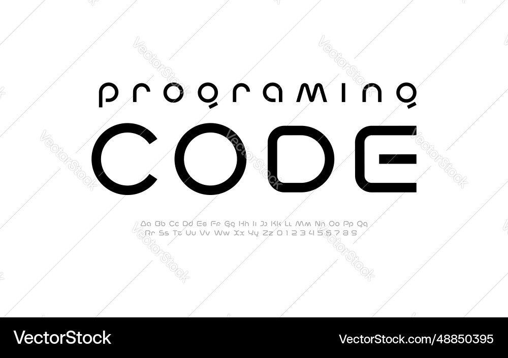 Virtual cyber font digital alphabet Royalty Free Vector