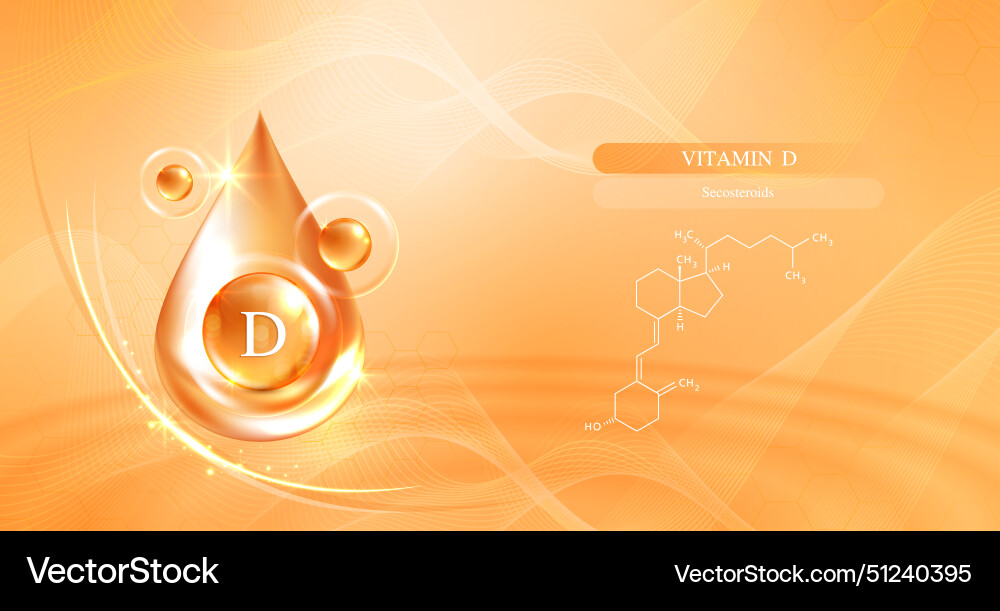 Vitamin d and structure vitamin complex with Vector Image
