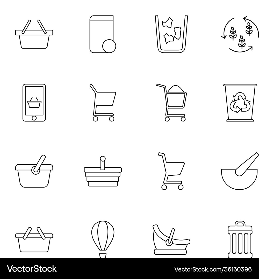 16 basket icons Royalty Free Vector Image - VectorStock