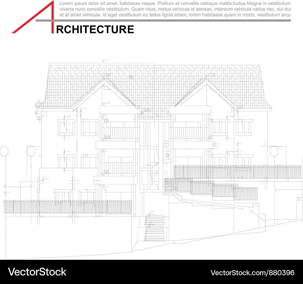 Architectural Blueprint Sketch Royalty Free Vector Image