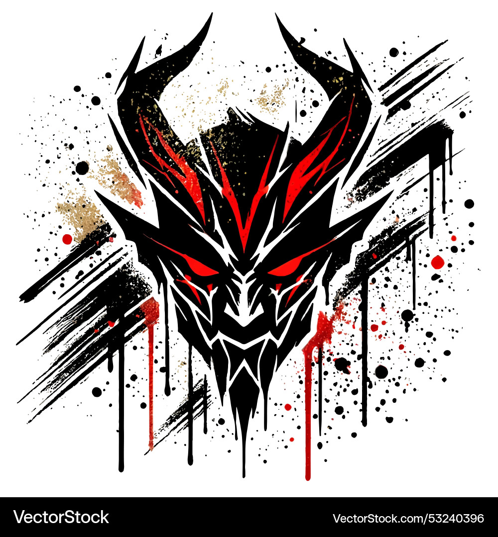 Black and red demon evil satana face silhouette Vector Image