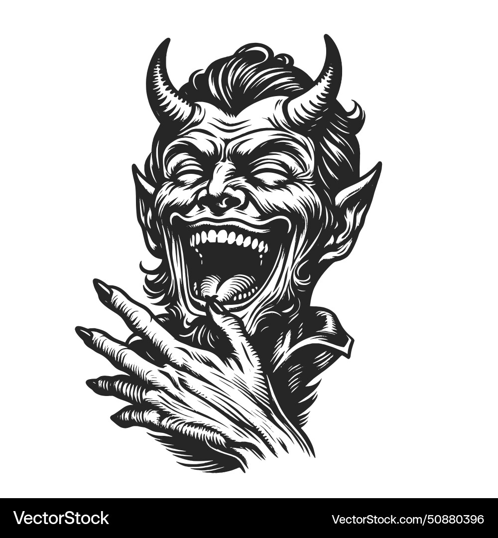 Devilish figure laughing Royalty Free Vector Image