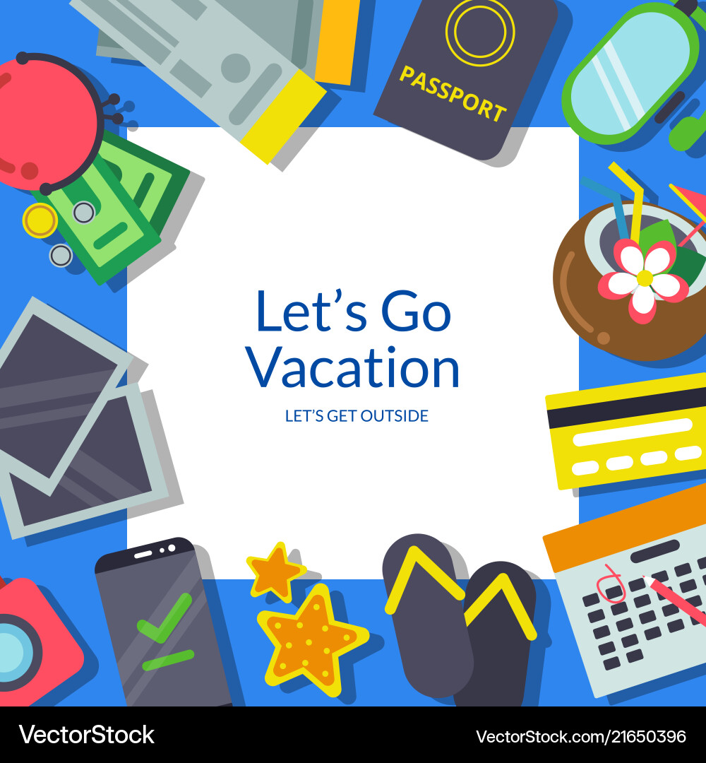 Flat travel elements background Royalty Free Vector Image