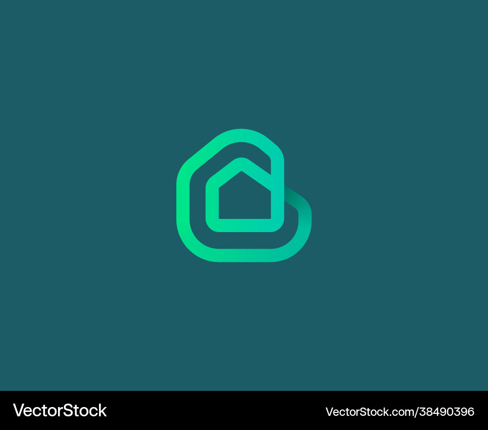 Linear house building loop icon logo Royalty Free Vector