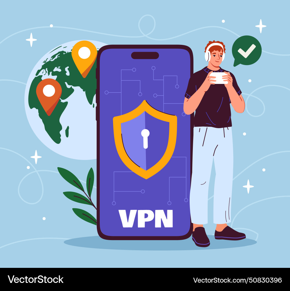 Man with vpn concept Royalty Free Vector Image