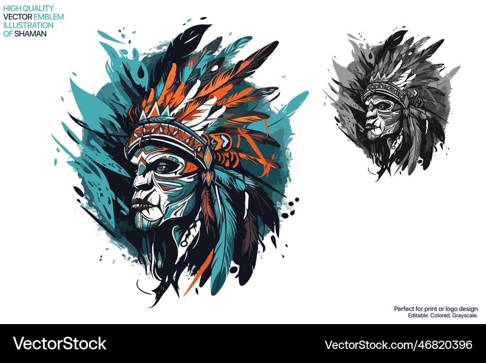 Native American Tribal Chief Emblem Royalty Free Vector