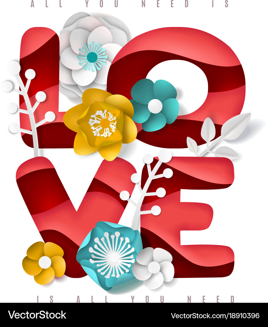 Realistic paper flowers poster Royalty Free Vector Image