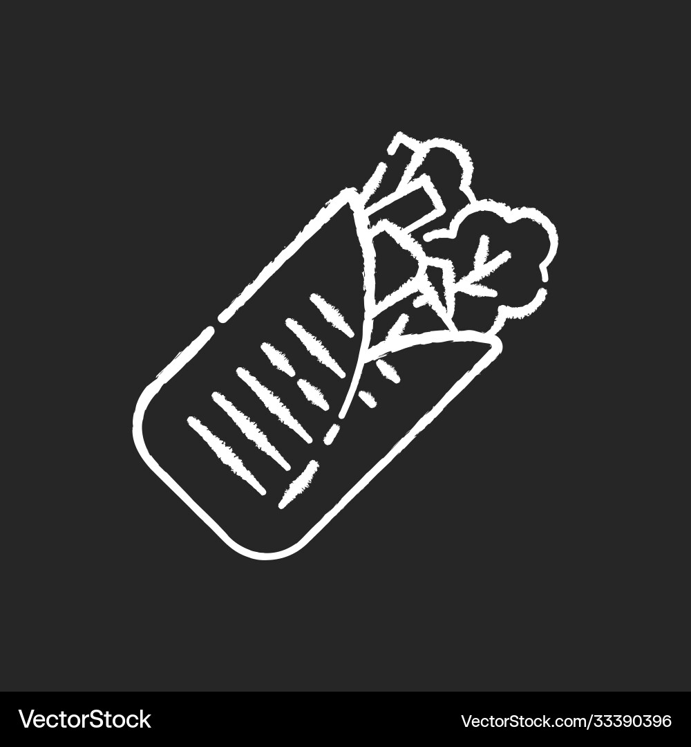 Shawarma chalk white icon on black background Vector Image