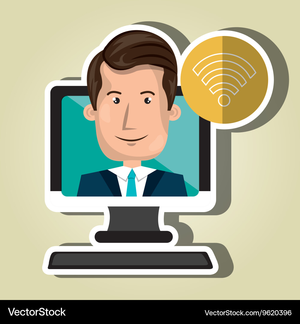 Social marketing user desktop computer isolated Vector Image