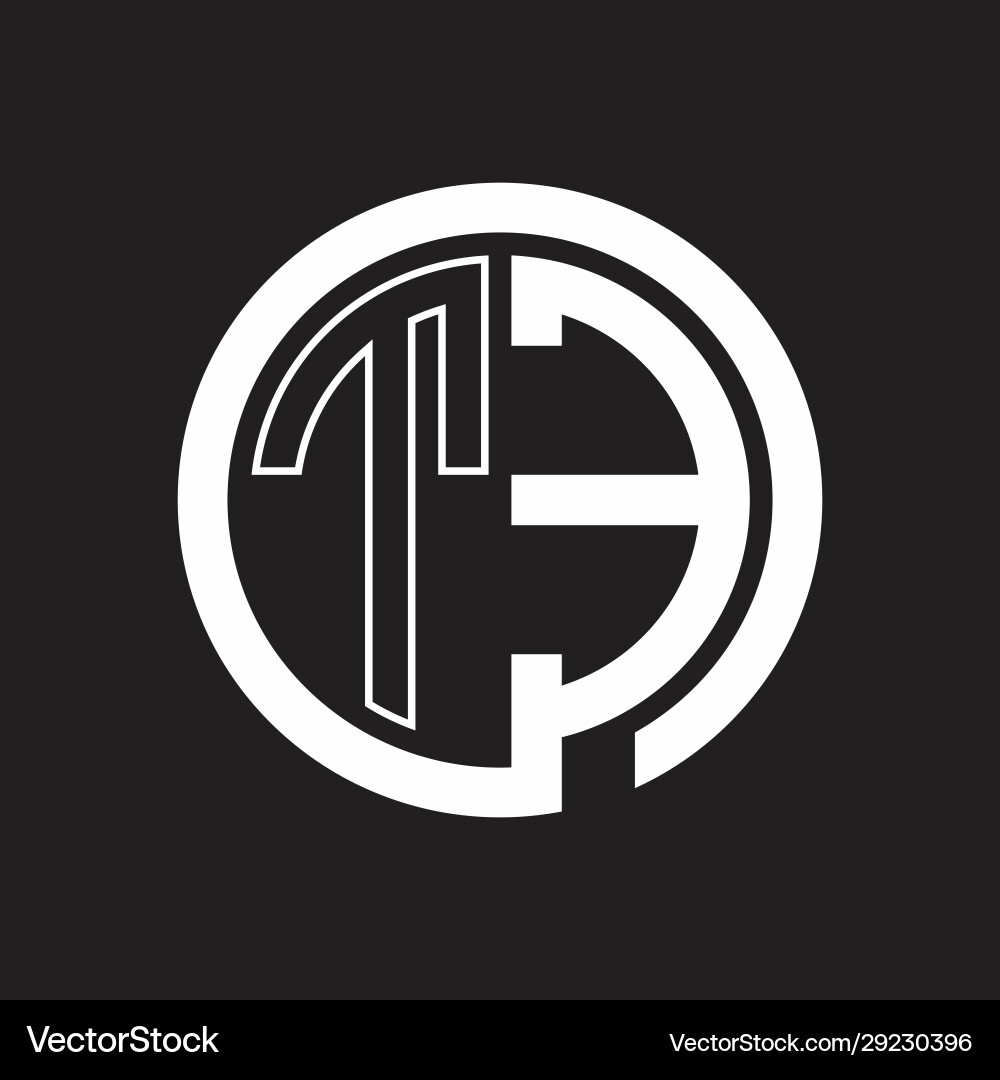 Te logo with circle rounded negative space design Vector Image