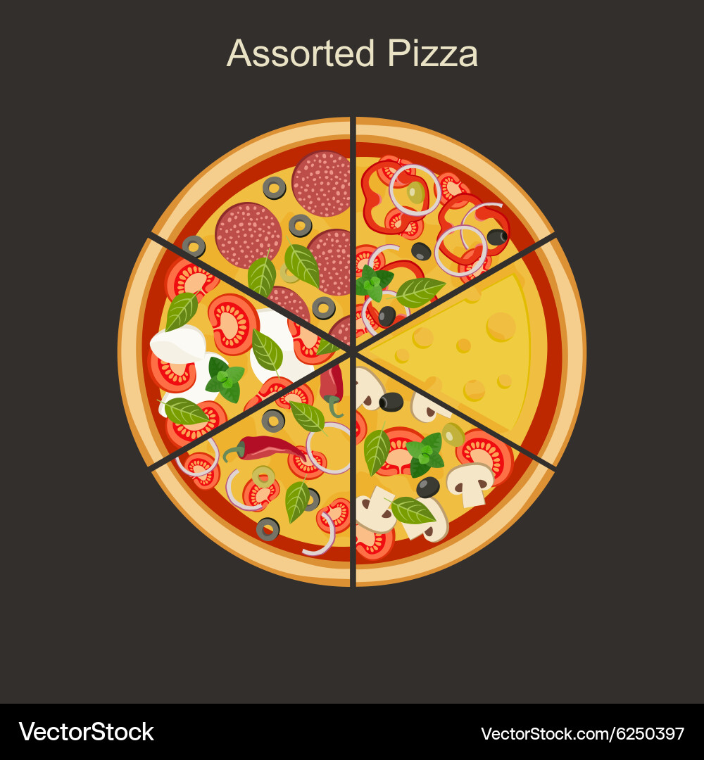 Assorted pizza Royalty Free Vector Image - VectorStock
