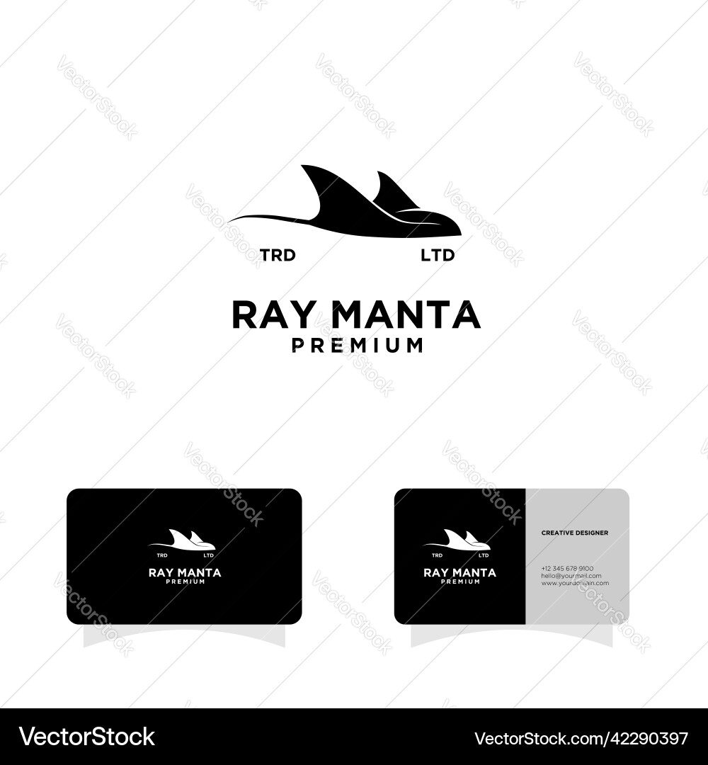 Black manta ray logo design Royalty Free Vector Image