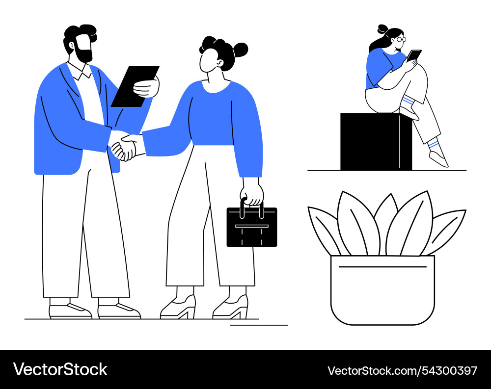 Business professionals collaborating and working Vector Image