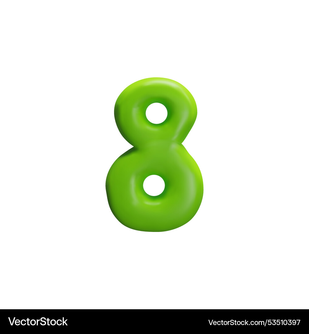 Glossy green number eight icon 3d volume Vector Image