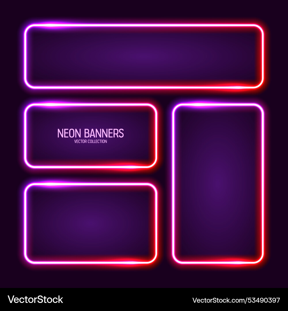 Glowing neon banners illuminated colorful square Vector Image