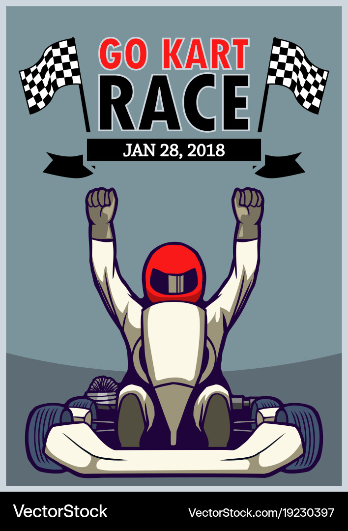 Go kart race poster Royalty Free Vector Image - VectorStock